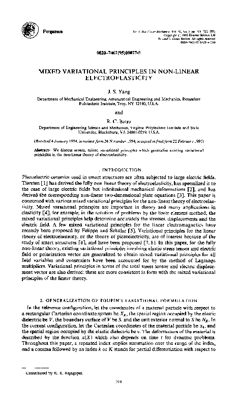 (PDF) Mixed variational principles in non-linear electroelasticity