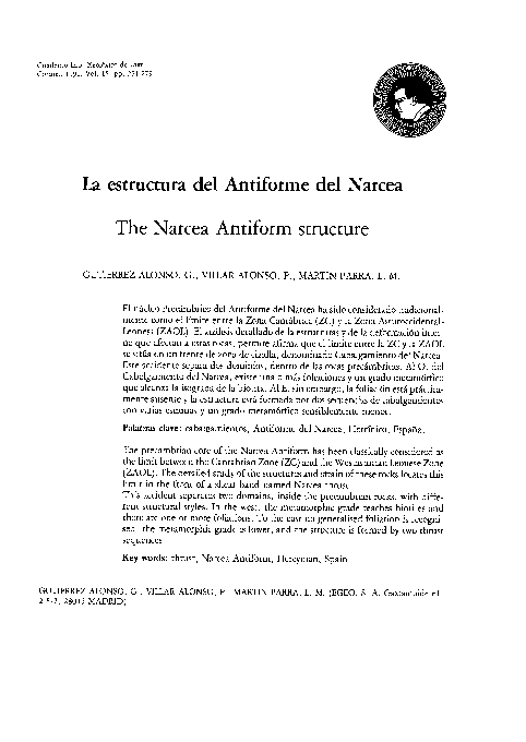 (PDF) La estructura del Antíforme del Narcea The Narcea Antiform structure