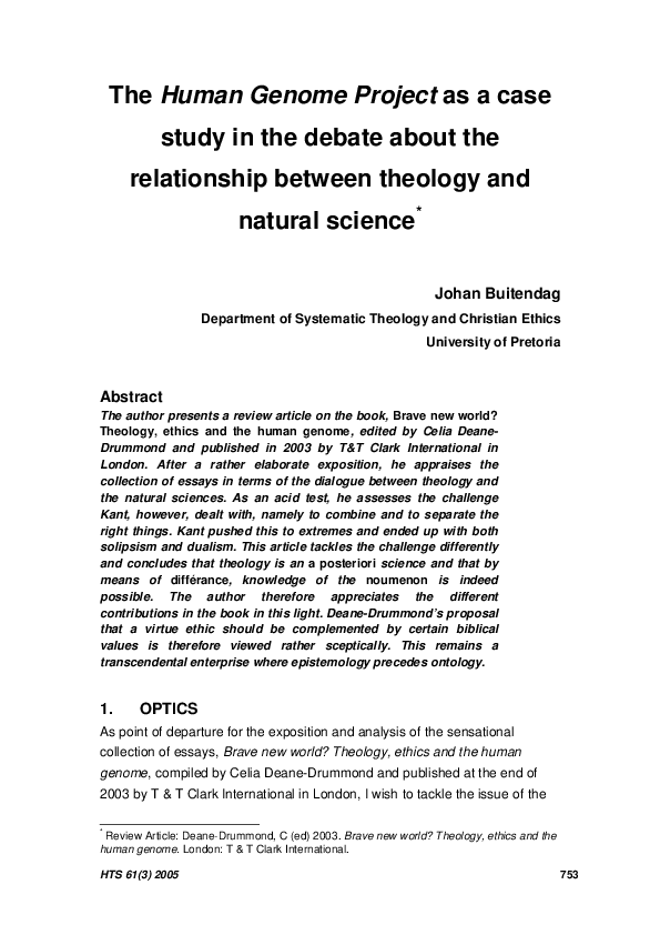 (PDF) The Human Genome Project as a case study in the debate about the ...