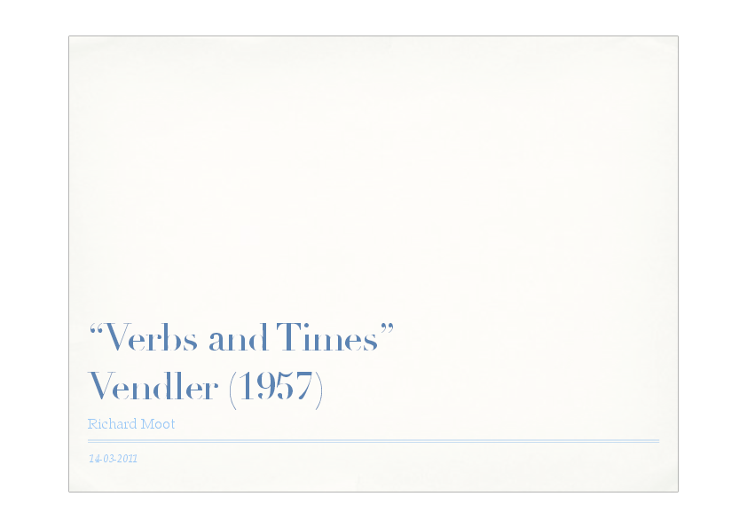 (PDF) “Verbs and Times” Vendler (1957)