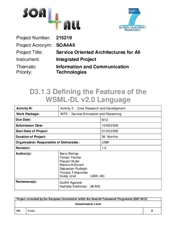 (PDF) D3. 1.3 Defining the Features of the WSML-DL v2. 0 Language