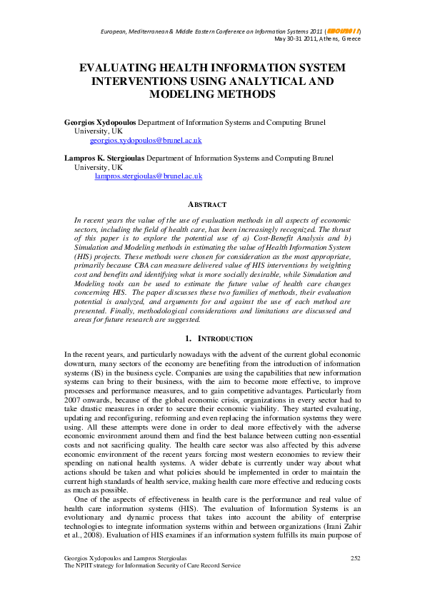 (PDF) EVALUATING HEALTH INFORMATION SYSTEM INTERVENTIONS USING ...