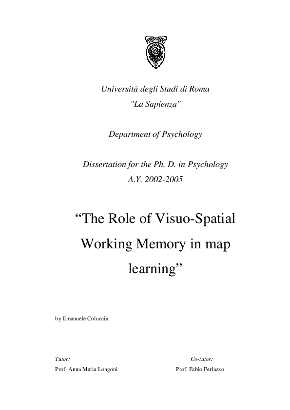 (PDF) The Role of Visuo-Spatial Working Memory in map learning