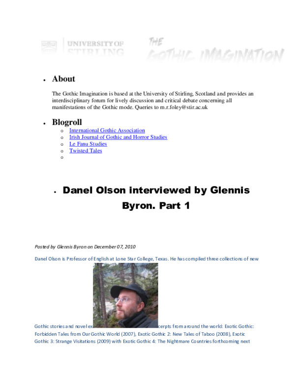 (PDF) "Danel Olson Interviewed by Glennis Byron, part 1." | Danel Olson ...