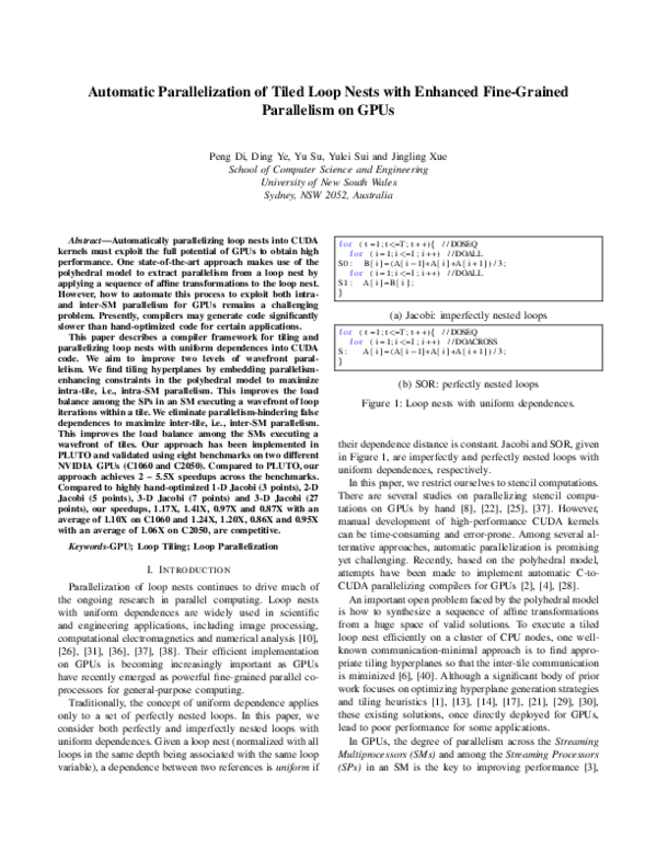 Pdf Automating Gpu Loop Nest Parallelization For Performance 3842