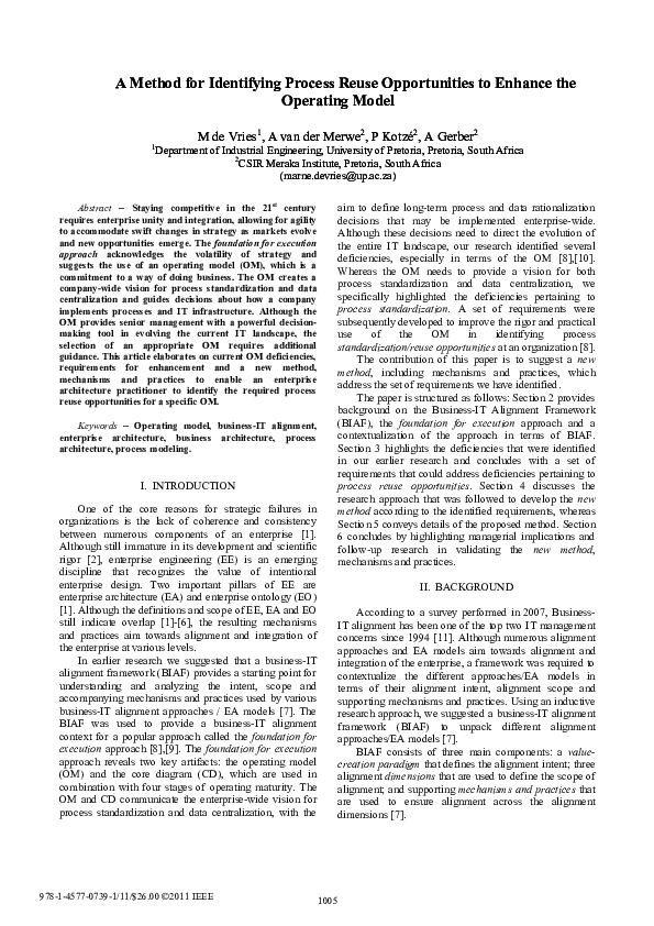 (PDF) A method for identifying process reuse opportunities to enhance ...