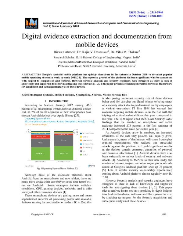 (PDF) Digital evidence extraction and documentation from mobile devices