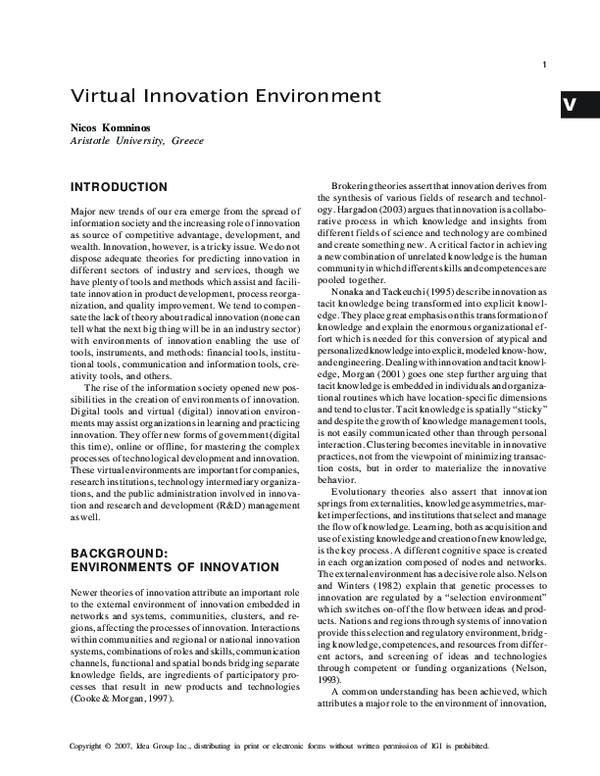 (PDF) Virtual Innovation Environment