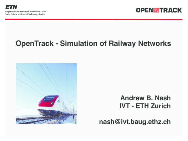 (PDF) Railway Simulation with Open Track Presentation at the 1st ...