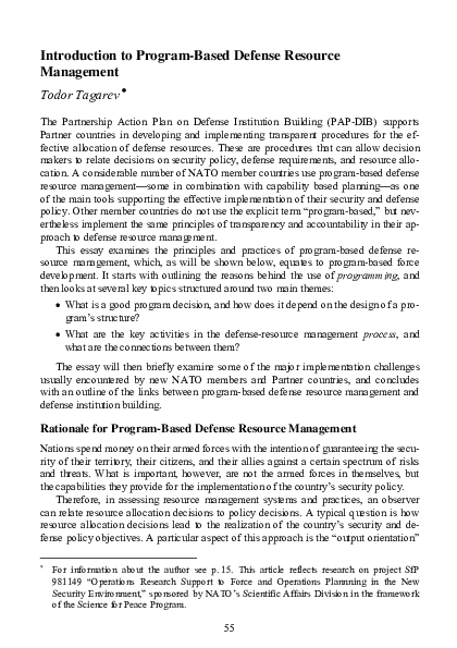 (PDF) Introduction to Program-Based Defense Resource Management