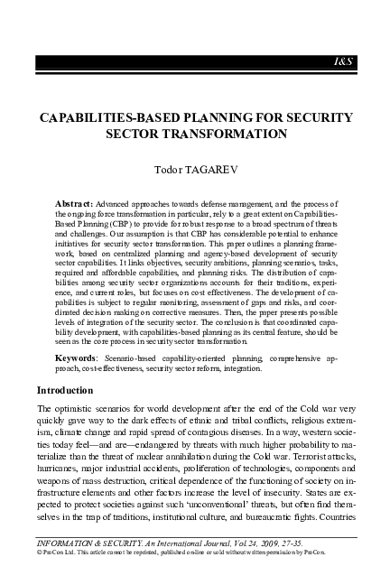 (PDF) Capabilities-Based Planning for Security Sector Transformation
