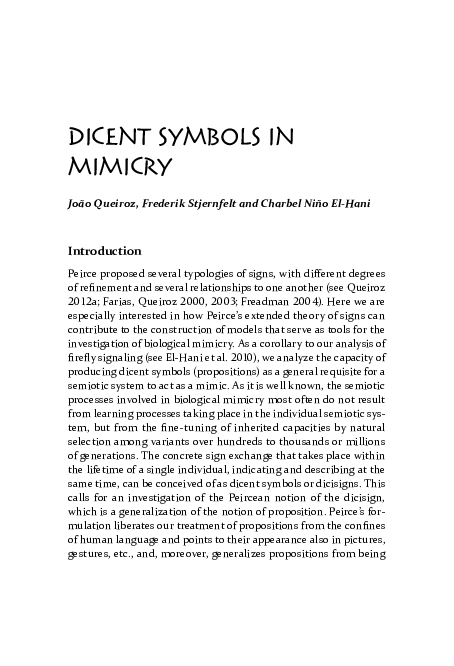 (PDF) dicent SymbolS in mimicry