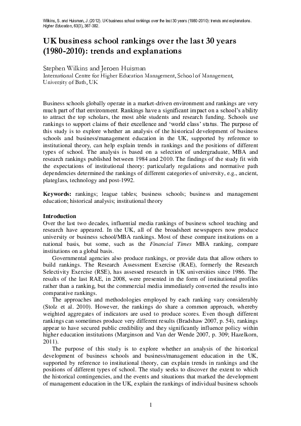 (PDF) UK business school rankings over the last thirty years (1980-2010 ...