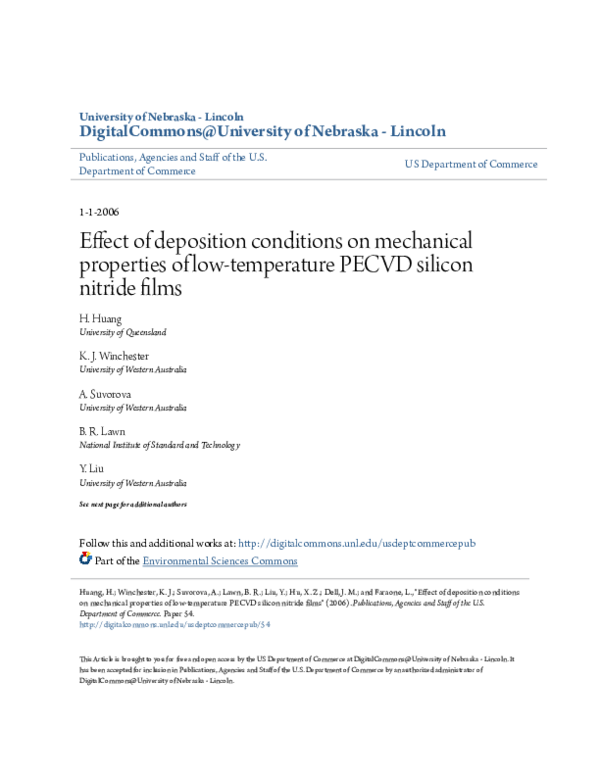 (PDF) Effect of deposition conditions on mechanical properties of low-temperature PECVD silicon ...