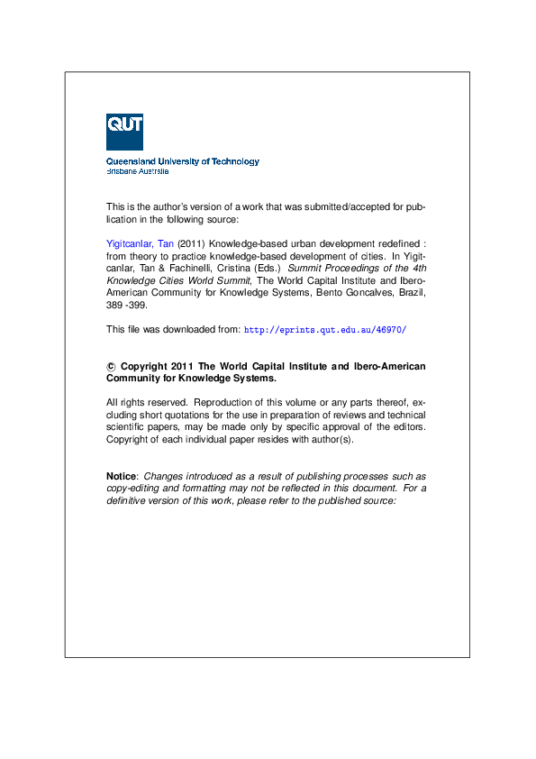 (PDF) Knowledge-based urban development redefined: from theory to ...
