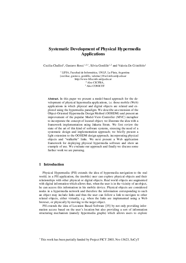 (PDF) Systematic Development of Physical Hypermedia Applications