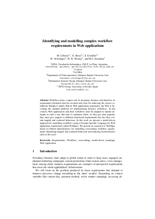 (PDF) Identifying and modelling complex workflow requirements in Web applications