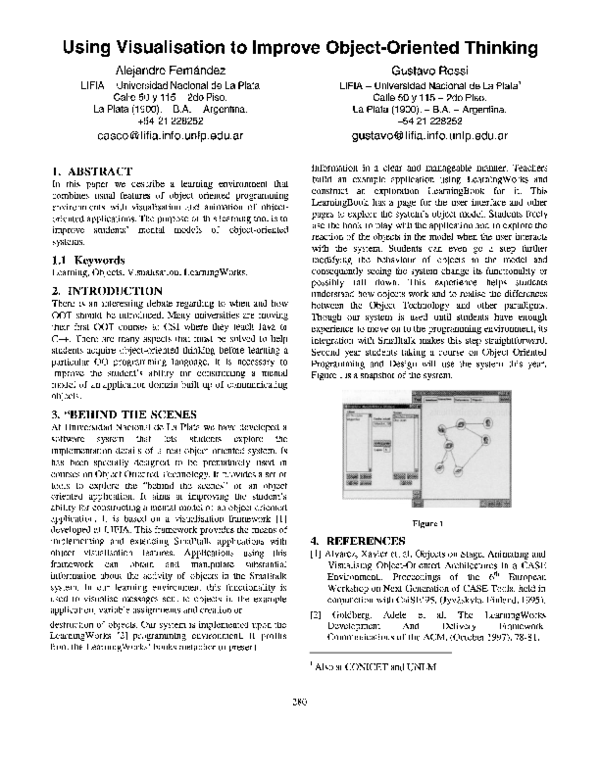 Pdf Using Visualisation To Improve Object Oriented Thinking Poster