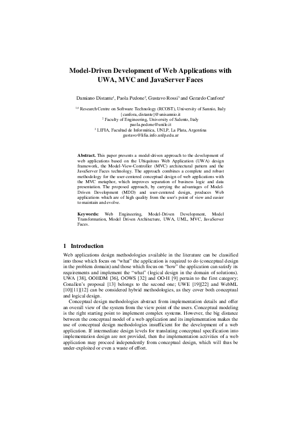 (PDF) Model-driven development of web applications with UWA, MVC and JavaServer faces