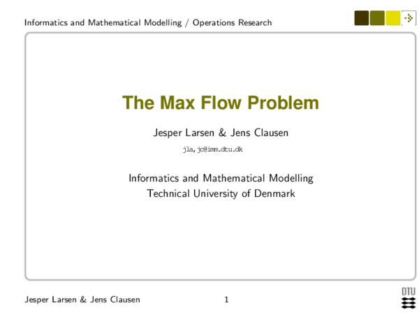 (PDF) The max flow problem
