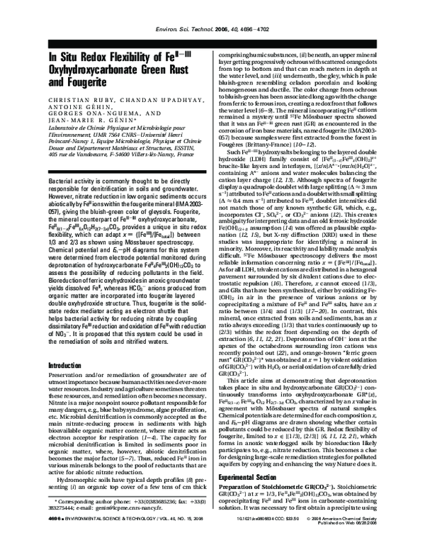 (PDF) In situ redox flexibility of FeII-III oxyhydroxycarbonate green ...