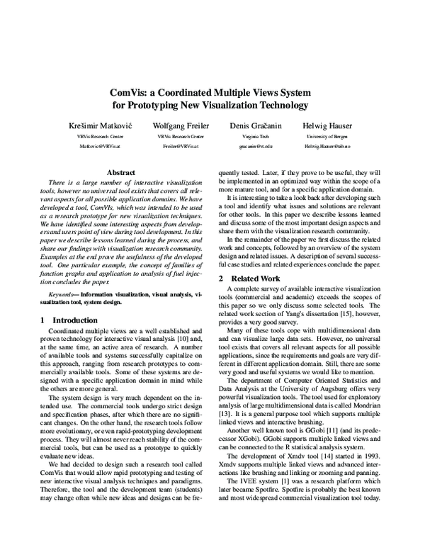 (PDF) ComVis: A coordinated multiple views system for prototyping new visualization technology