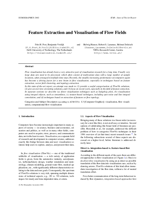(PDF) Feature extraction and visualization of flow fields