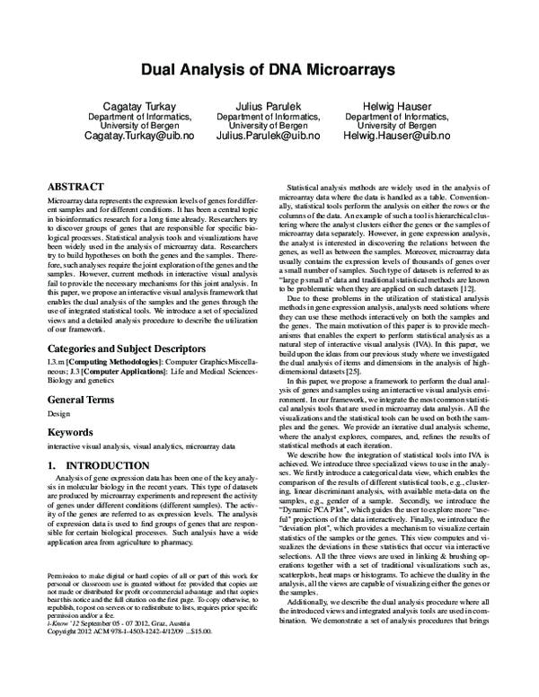 (PDF) Dual analysis of DNA microarrays