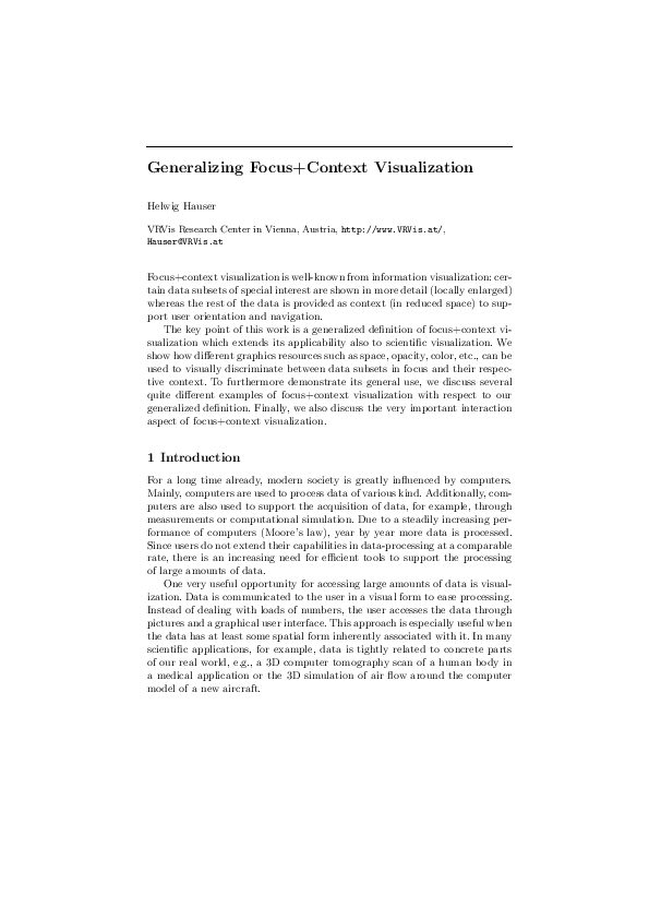 Pdf Generalizing Focus Context Visualization