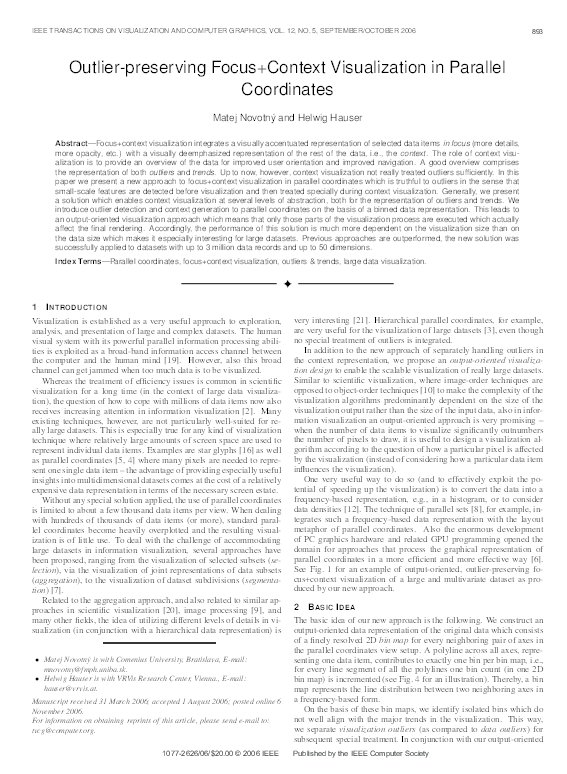 Pdf Outlier Preserving Focus Context Visualization In Parallel Coordinates