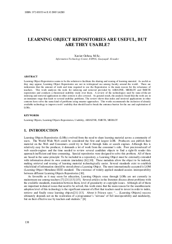 (PDF) Learning object repositories are useful, but are they usable