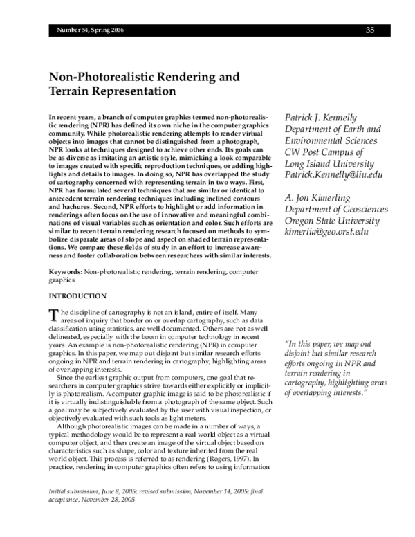 (PDF) Non-Photorealistic Rendering and Terrain Representation