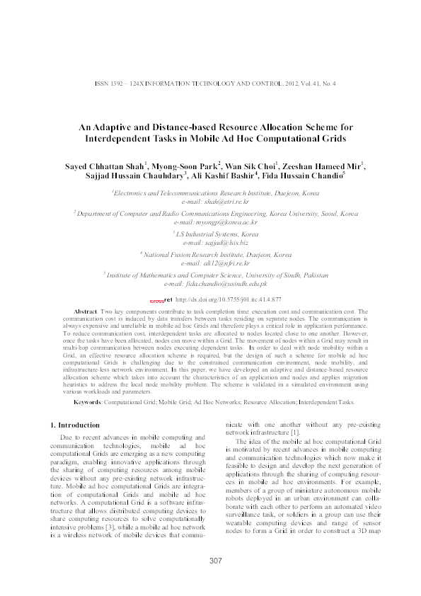 Pdf An Adaptive Distance Based Resource Allocation Scheme For Interdependent Tasks In Mobile