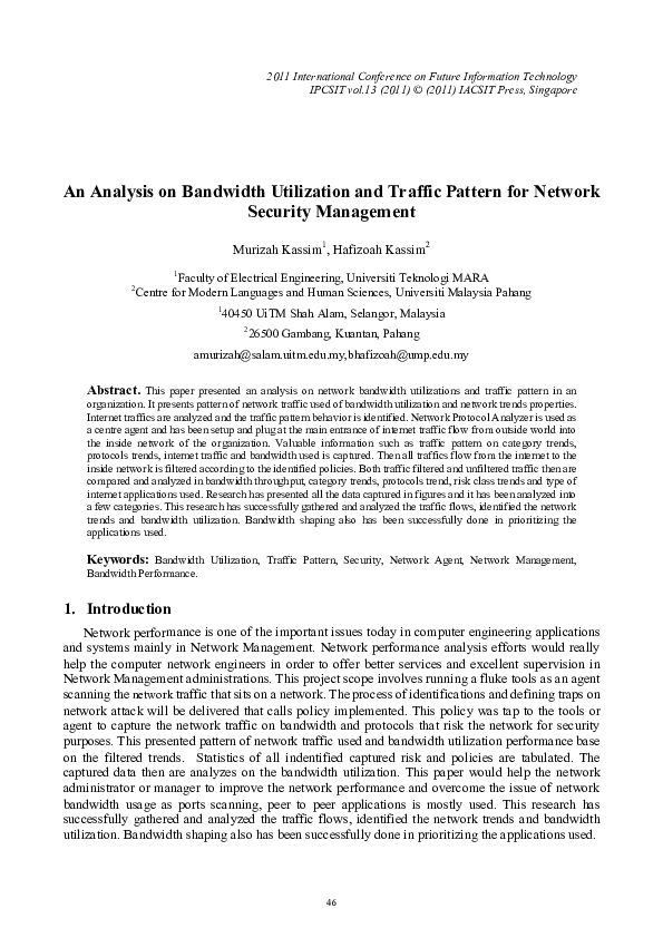 Pdf An Analysis On Bandwidth Utilization And Traffic Pattern For Network Security Management