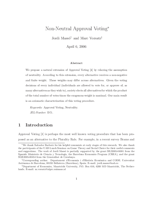 (PDF) Non-Neutral Approval Voting