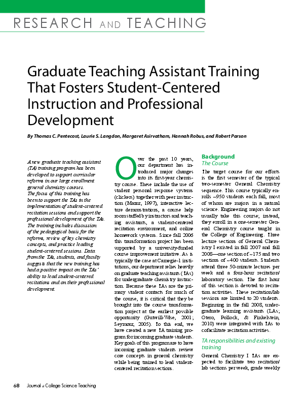 (PDF) Graduate Teaching Assistant Training That Fosters Student ...
