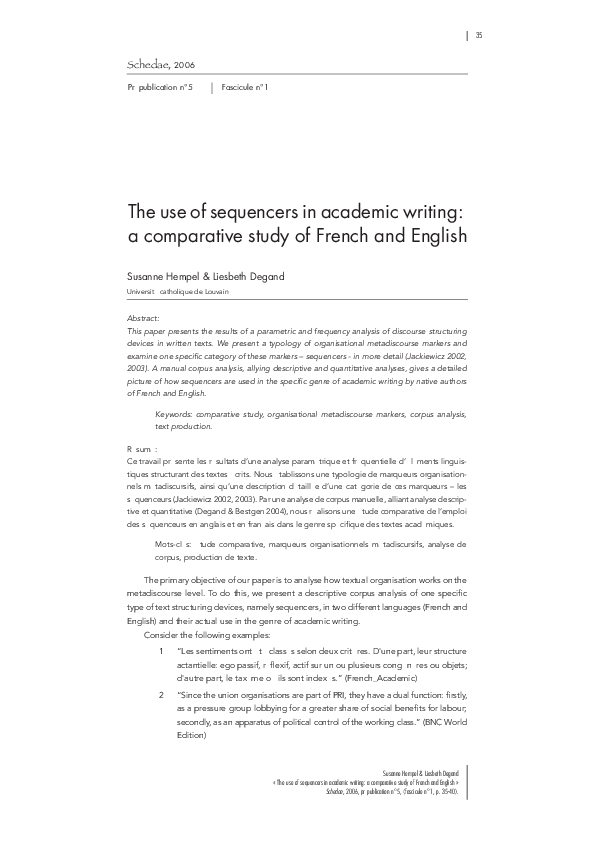 The use of sequencers in academic writing: a comparative study of ...