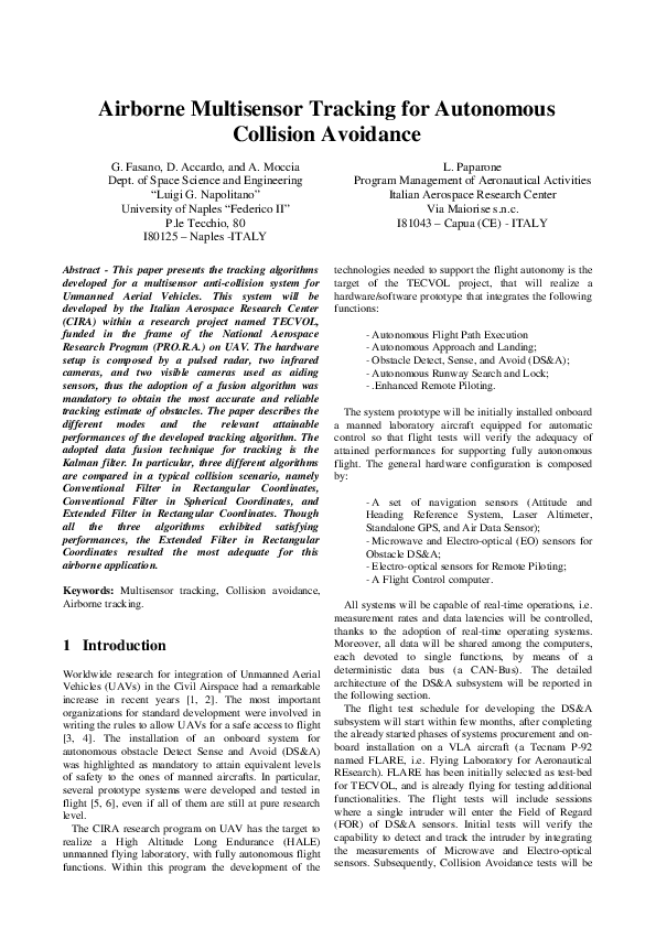(PDF) Airborne multisensor tracking for autonomous collision avoidance