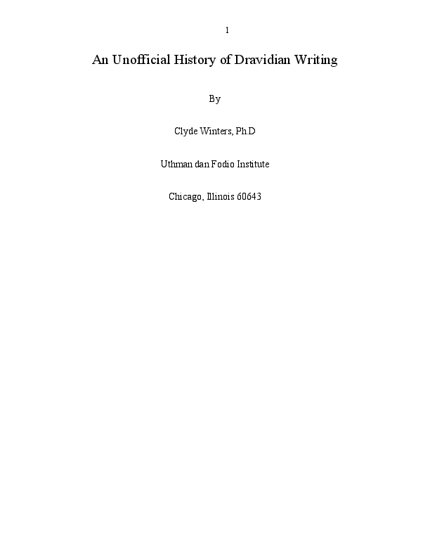 (PDF) An Unofficial History of Dravidian Writing
