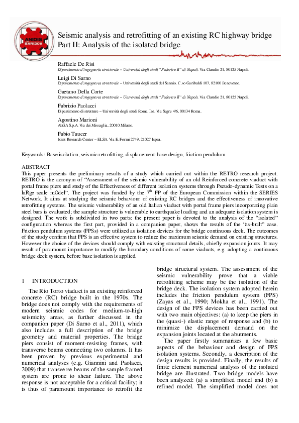 Pdf Seismic Analysis And Retrofitting Of An Existing Rc Highway Bridge Part Ii Analysis Of