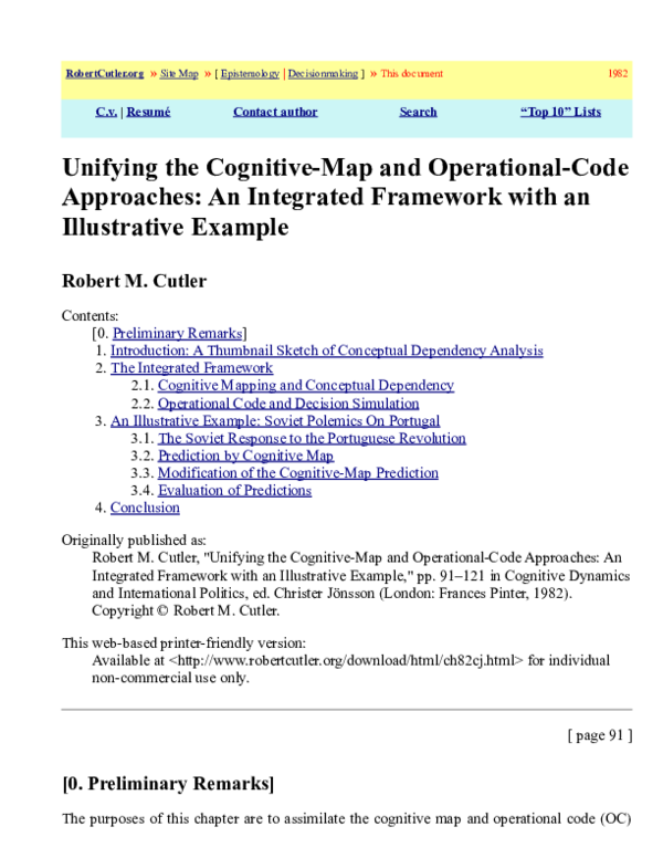Unifying Cognitive-Map and Operational-Code Approaches: A Theoretical ...