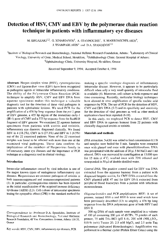 (PDF) Detection of HSV, CMV and EBV by the polymerase chain reaction ...