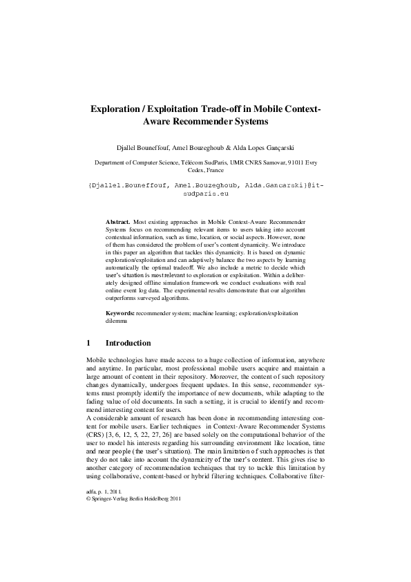 (PDF) Exploration/exploitation trade-off in mobile context-aware ...