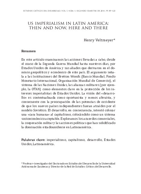 (PDF) us imperialism in latin america: then and now, here and there