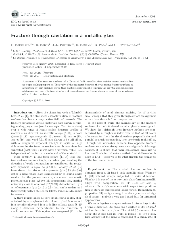 (PDF) Fracture through cavitation in a metallic glass