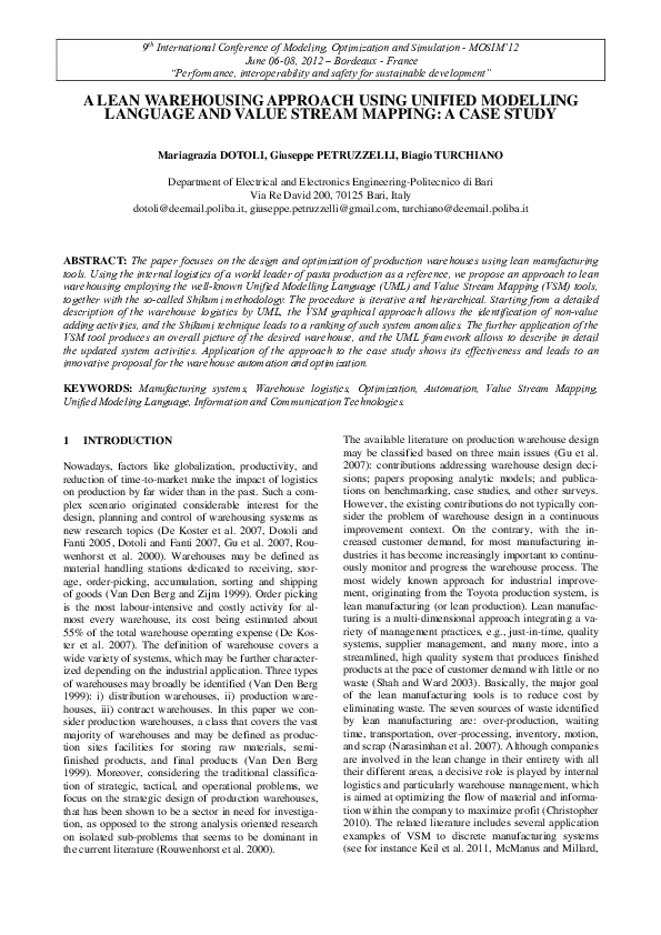 (PDF) A LEAN WAREHOUSING APPROACH USING UNIFIED MODELLING LANGUAGE AND VALUE STREAM MAPPING: A ...