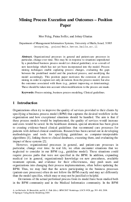 (PDF) Mining process execution and outcomes–Position paper