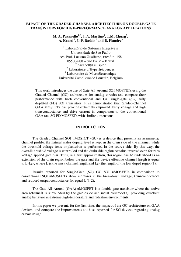 (PDF) Impact of the graded-channel architecture on double gate transistors for high-performance ...