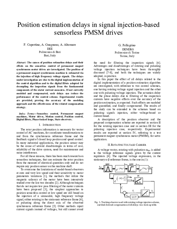 Pdf Position Estimation Delays In Signal Injection Based Sensorless