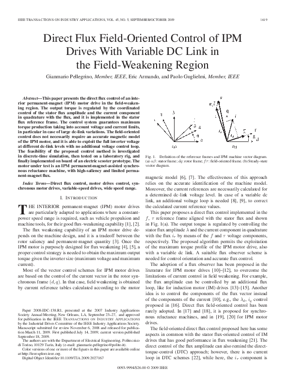 (PDF) Direct flux field-oriented control of IPM drives with variable DC ...